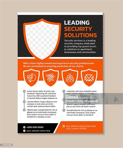 제목이 있는 추상 디자인 전단지 배너 템플릿은 보안 솔루션을 선도하고 있습니다 흰색 배경에 사진 콜라주를 위한 공간이 있는 수직