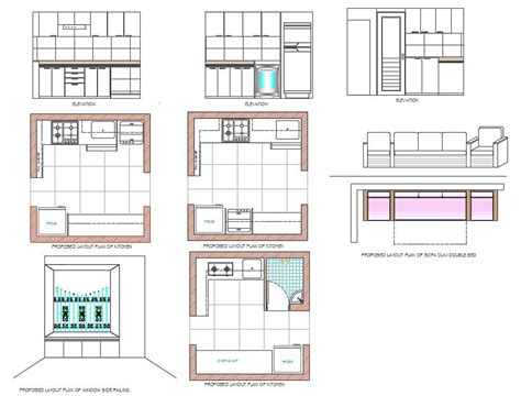 Modular Kitchen Furniture Layout Cad Plan Cadbull