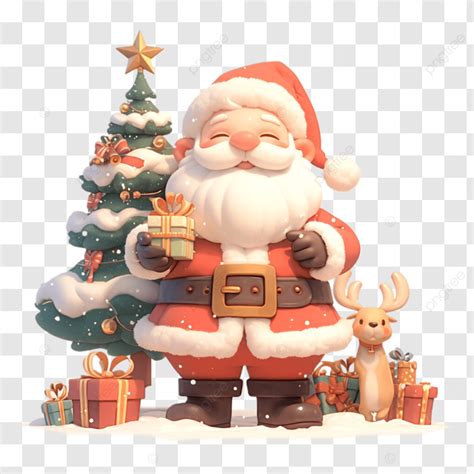 산타클로스 크리스마스 트리 선물 상자 크리스마스 귀여운 만화 3차원 산타 산타클로스 산타 클로스 Png 일러스트 및 이미지 에 대한 무료 다운로드 Pngtree