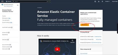 explore the ecs service set up the necessary configurations and launch the container using