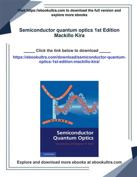 Semiconductor Quantum Optics 1st Edition Mackillo Kira Pdf