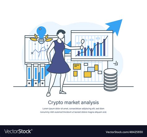 Crypto Market Analysis Stock Chart Businesswoman Vector Image