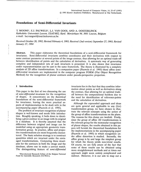 Pdf Semi Differential Invariants