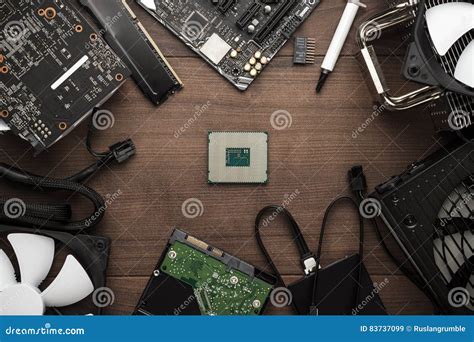 Cpu And Other Computer Parts On The Table Stock Image Image Of Electronic Desktop 83737099