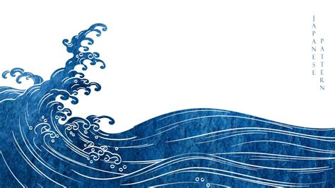 Japanese Background With Hand Drawn Wave Vector Image