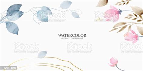 추상적 인 수채화 예술 배경은 분홍색과 금색 파스텔 색상 벡터입니다 꽃과 나뭇잎이있는 최소한의 스타일의 식물 벽지 수채화 유기 모양 배너 포스터의 벡터 배경 수채화에 대한