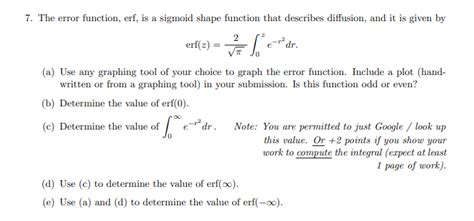 Solved The Error Function Erf Is A Sigmoid Shape Function