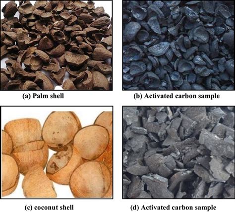 A Palm Shell B Palm Shell Activated Carbon Sample C Coconut Shell