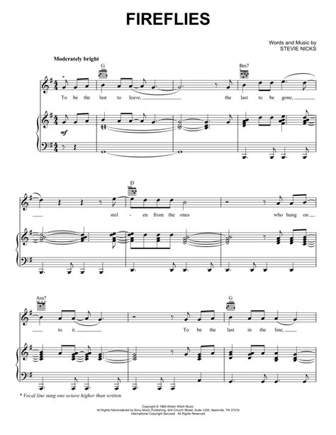 Fireflies By Fleetwood Mac Acoustic Guitar Voice Piano Vocal