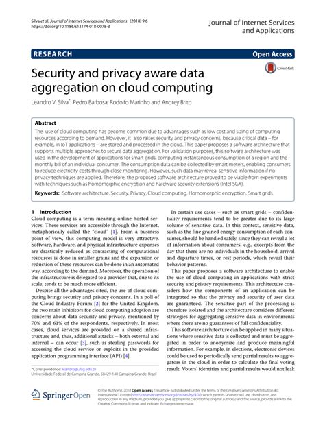 Pdf Security And Privacy Aware Data Aggregation On Cloud Computing