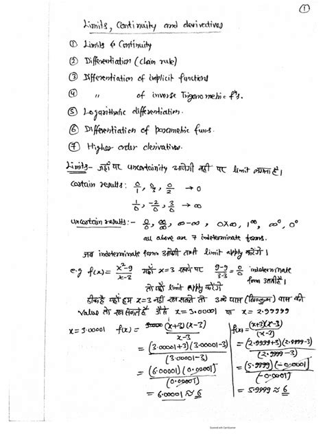 Limit Continuity And Differentiation Pdf
