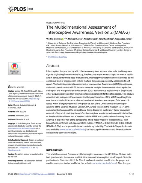 Pdf The Multidimensional Assessment Of Interoceptive Awareness