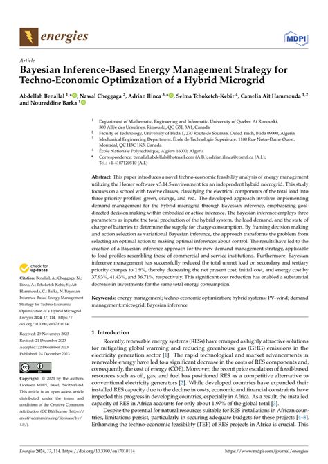 Pdf Bayesian Inference Based Energy Management Strategy For Techno Economic Optimization Of A