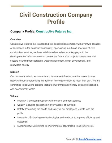 Free 19 Construction Company Profile Samples Templates In Powerpoint