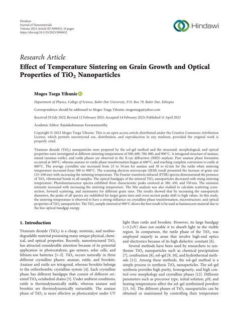 Pdf Effect Of Temperature Sintering On Grain Growth And Optical
