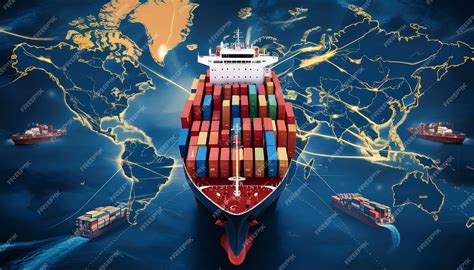 Industrial Cargo Container Ship Loading In Logistics Terminal Port