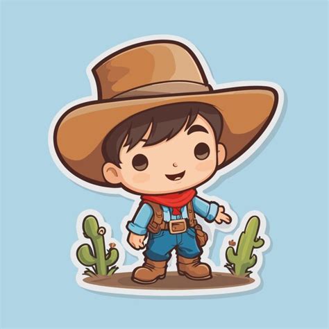 Вектор каубойских мультфильмов Премиум Ai сгенерированный вектор