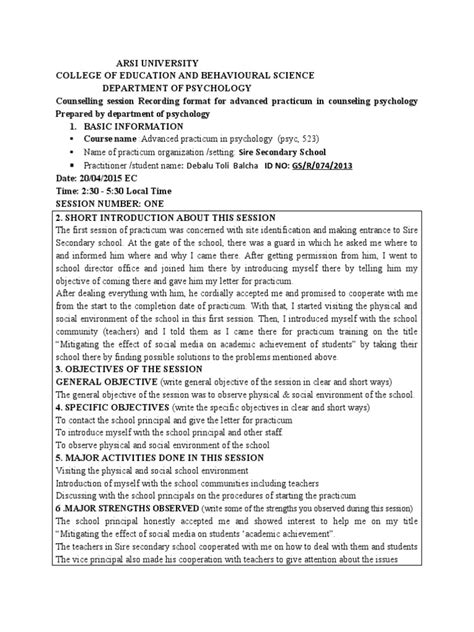 Practicum Session 1 Report Download Free Pdf Teachers Psychology