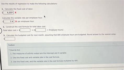 Solved Using Regression To Calculate Fixed Cost Calculate