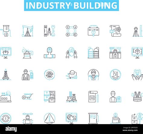 Industry Building Linear Icons Set Construction Architecture Contractor Development