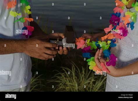 Passionate And Happy Couple After Accepting Marriage Various Poses And