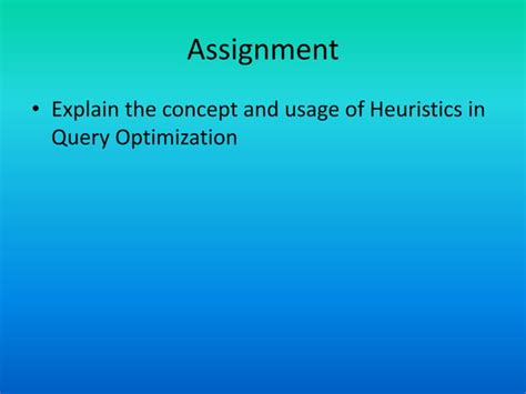 Adbms 40 Heuristics In Query Optimization Pptx