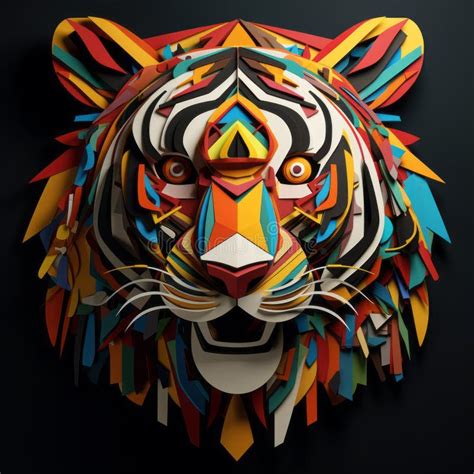 3d Abstract Sculpture Tiger Inspired By Basquiat Picasso Miro And