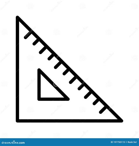 Protractor Set Square Triangle Geometry Fully Editable Vector Icon Stock Vector