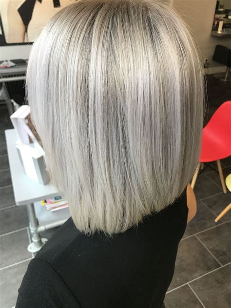 Silver Stretched Root Icy Blonde Platinum Blonde Hair Color Silver