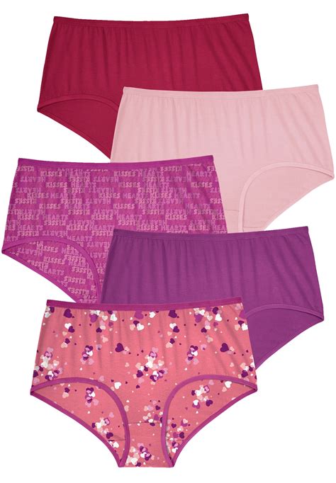 Comfort Choice Comfort Choice Womens Plus Size 5 Pack Stretch Cotton Full Cut Brief Walmart