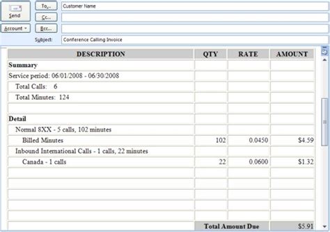 Conference Invoice Attorney Conference Calls