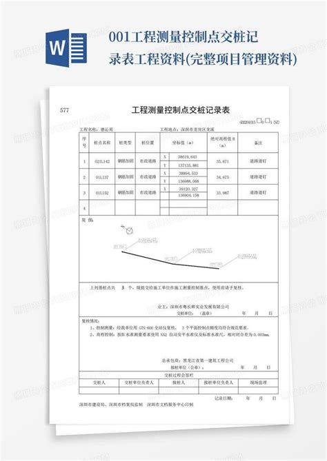001 工程测量控制点交桩记录表 工程资料 完整项目管理资料 Word模板下载 编号qxwbpxbp 熊猫办公