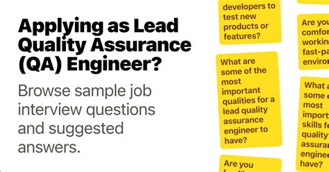 Lead Quality Assurance Qa Engineer Interview Questions