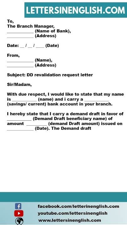 Demand Draft Revalidation Application Dd Re Validate Request Letter Sample Youtube