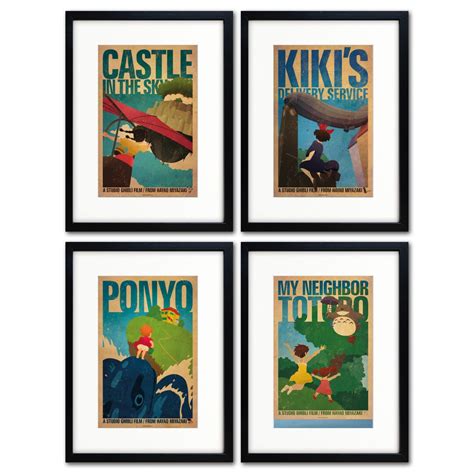 Studio Ghibli Film Poster Print Collection Of 4 High Quality Art A3