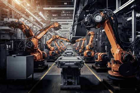 Premium Ai Image Busy Automotive Assembly Line With Workers And