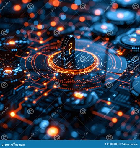 Digital Code Encrypted By Cybersecurity Locks Stock Illustration