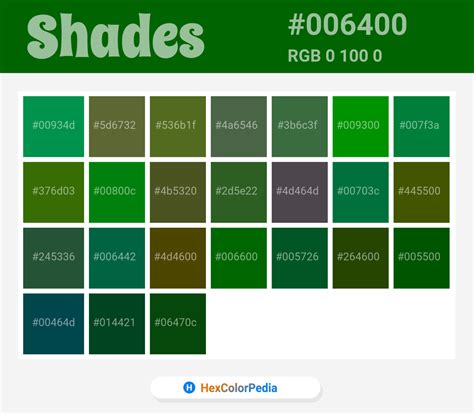 Dark Green Color 006400 Hex Color Conversion Color Schemes Color Shades Pantone Color