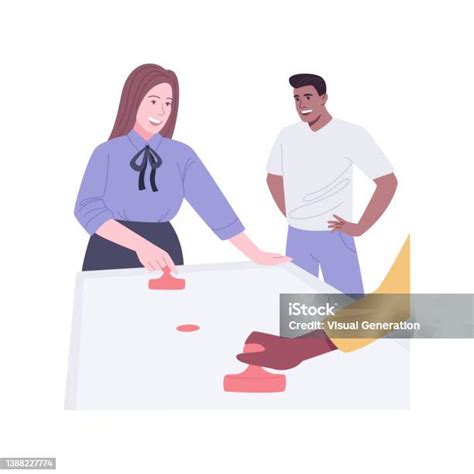 에어 하키 고립 된 만화 벡터 일러스트레이션을 재생합니다 Theatrical Performance에 대한 스톡 벡터 아트 및