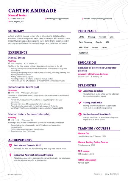 6 Manual Tester Resume Examples Guide For 2023