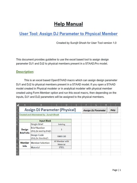User Tool Manual Assign Dj Parameter To Physical Member Pdf