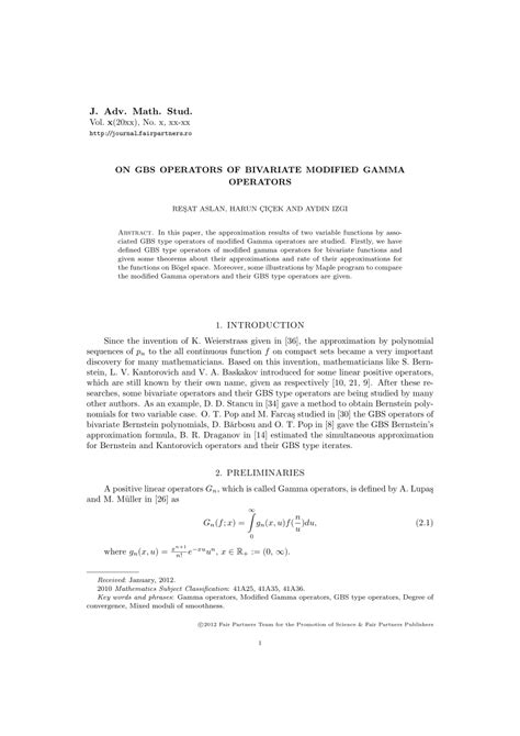 Pdf On Gbs Operators Of Bivariate Modified Gamma Operators