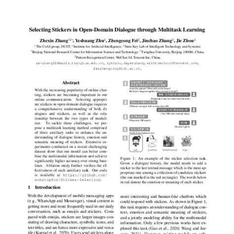 Selecting Stickers In Open Domain Dialogue Through Multitask Learning Acl Anthology