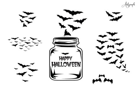 Flying Bat Vector Set Halloween Graphic By Artgraph · Creative Fabrica