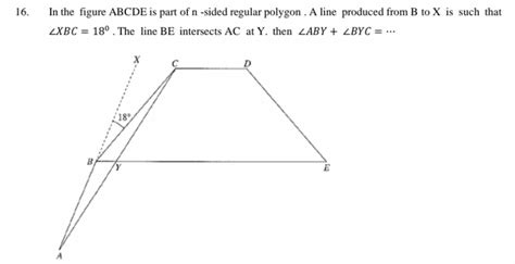 Solved 16 In The Figure Abcde Is Part Of N Sided Regular Polygon A