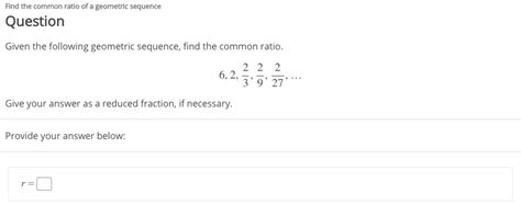 Solved Find The Common Ratio Of A Geometric Sequence Chegg Com