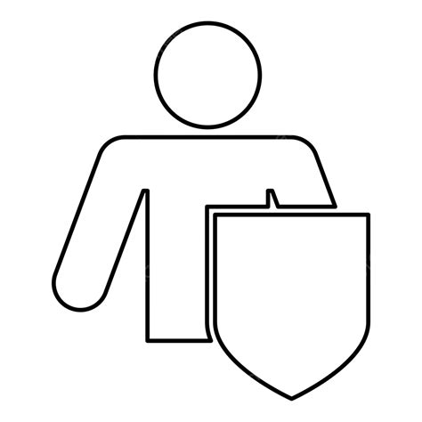 Man With Shield Protecting Personal Data From Attack Vector Self Defense Protection Icon Png