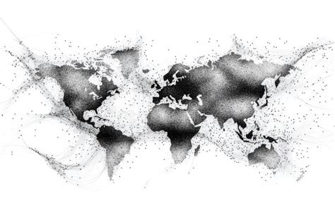 Global Network Connections World Map Abstract Art Stock Illustration