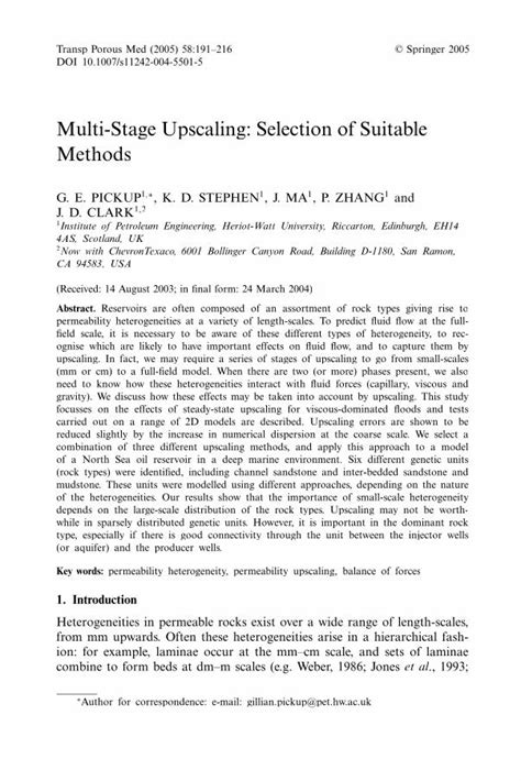 Pdf Upscaling Multiphase Flow In Porous Media Multi Stage Upscaling Selection Of Suitable
