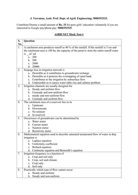 Pdf Asrb Net Mock Test Land And Water Management Engineering